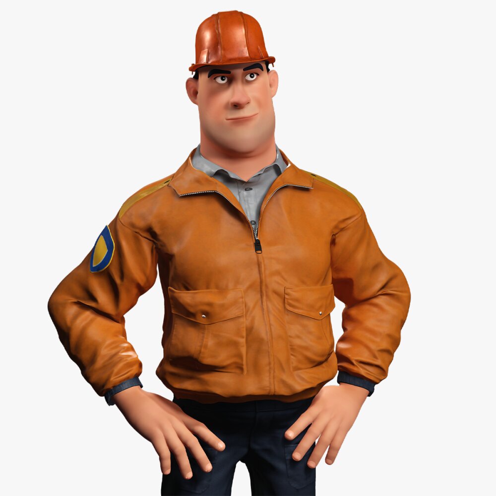 Construction Crew Member with Jacket and Helmet 3D model - Download ...