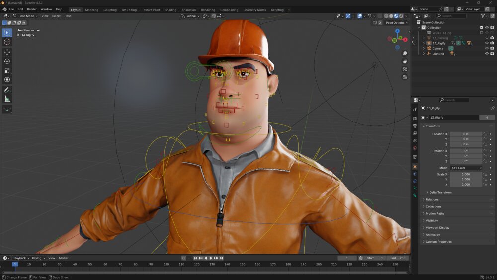 Construction Crew Member with Jacket and Helmet 3D model - Download ...