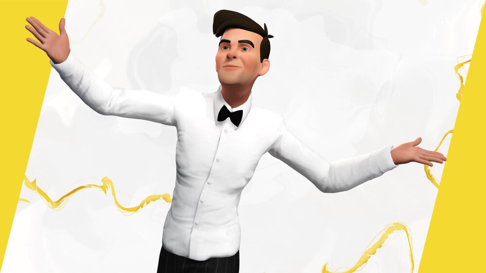 Stylized Cartoon Waiter Character 3D model - Download Cartoon ...