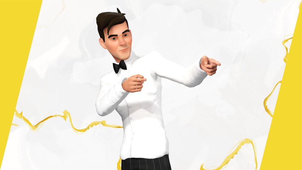 Stylized Cartoon Waiter Character 3D model - Download Cartoon ...