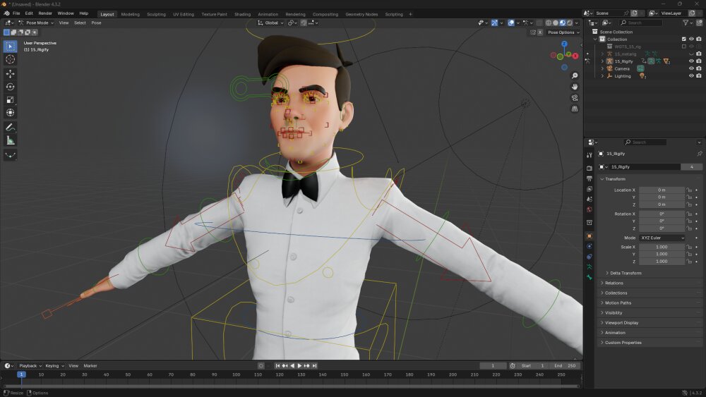 Stylized Cartoon Waiter Character 3D model - Download Cartoon ...