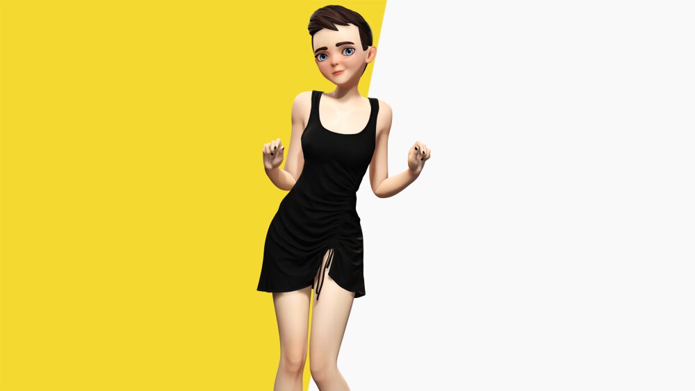 Stylish Animated Female Character with Short Hair 3D model - Download ...