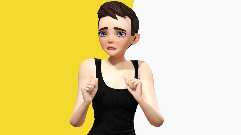 Stylish Animated Female Character with Short Hair 3D model - Download ...