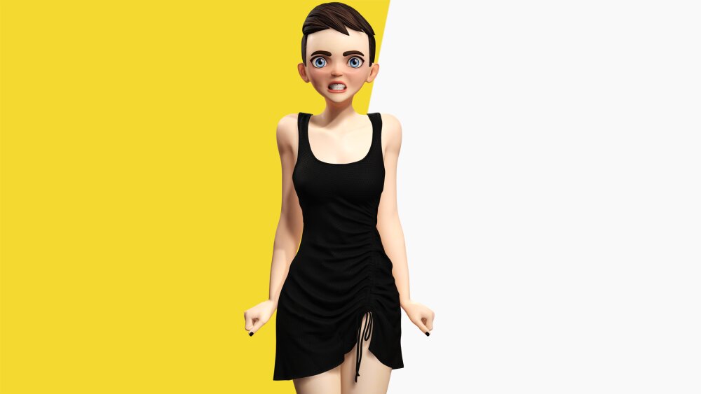 Stylish Animated Female Character with Short Hair 3D model - Download ...
