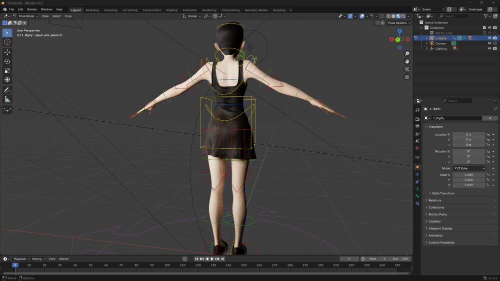Stylish Animated Female Character with Short Hair 3D model - Download ...