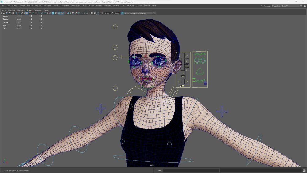 Stylish Animated Female Character with Short Hair 3D model - Download ...