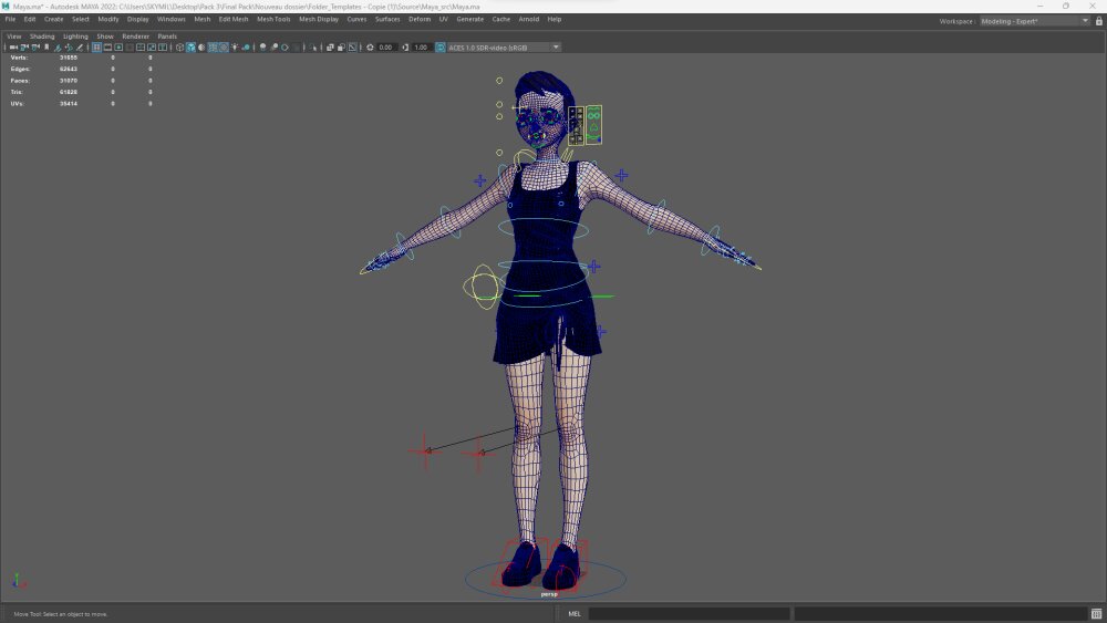 Stylish Animated Female Character with Short Hair 3D model - Download ...