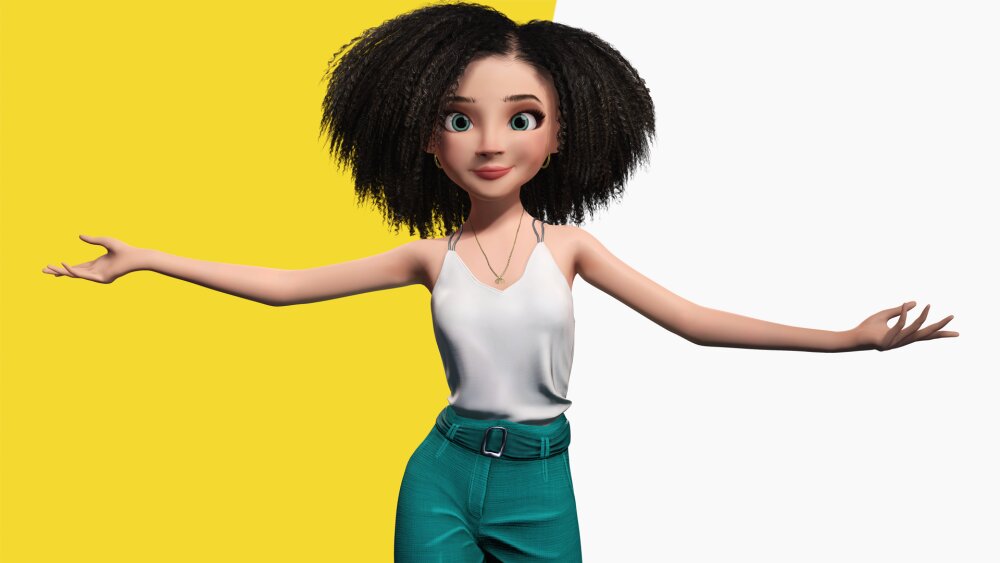 Stylized Toon Lady in Smart-Casual Summer Outfit 3D model - Download ...