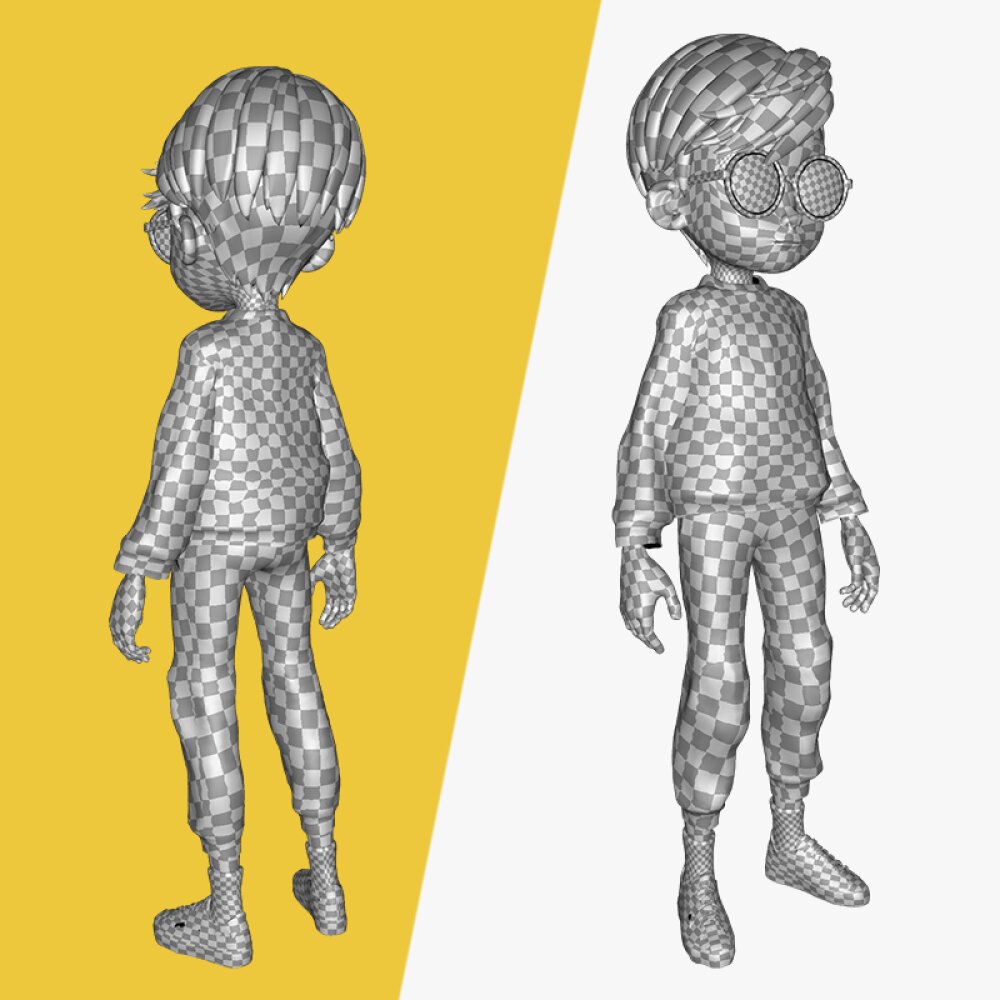 Stylized Boy Character in Glasses and Sweater 3D model - Download ...