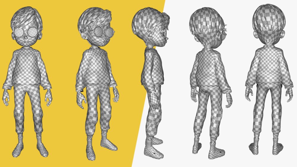Stylized Boy Character in Glasses and Sweater 3D model - Download ...