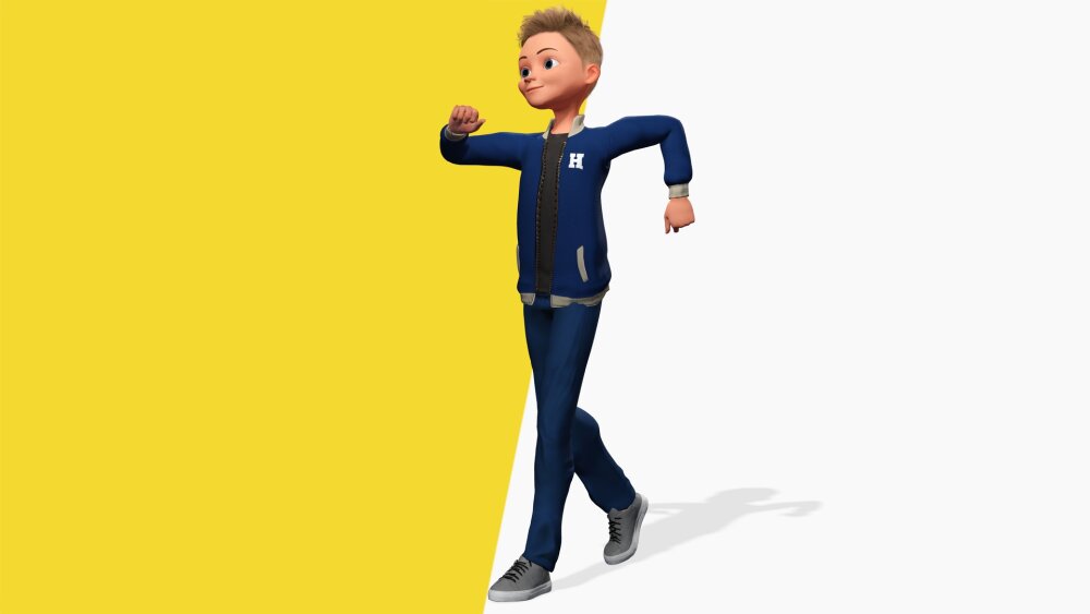 Boy Character in Blue Varsity Jacket and Sneakers 3D model - Download ...