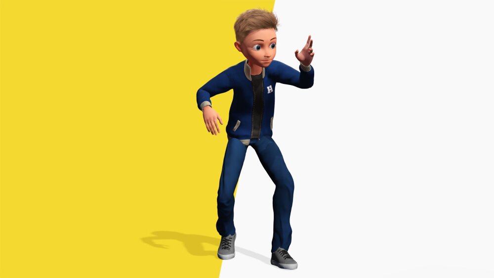 Boy Character in Blue Varsity Jacket and Sneakers 3D model - Download ...