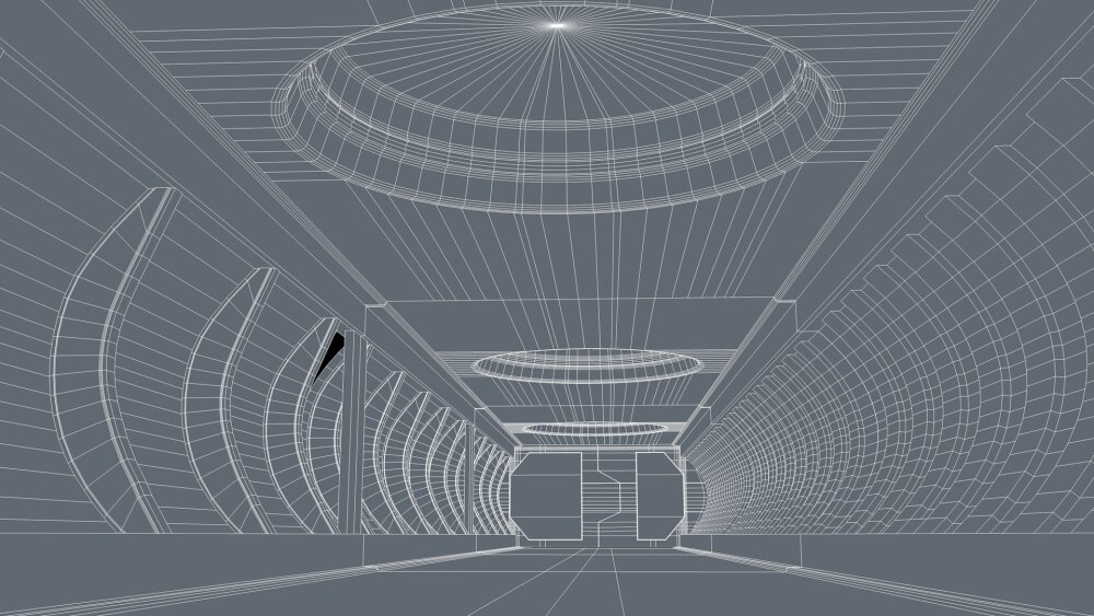 Futuristic Corridor with Curved Wall Design 3D model - Download Sci Fi ...