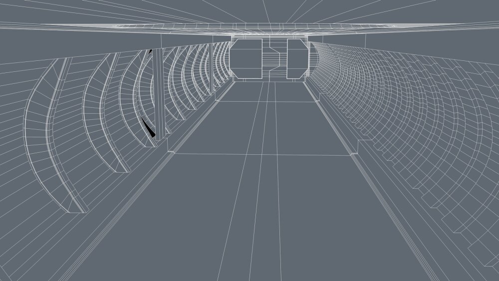 Futuristic Corridor with Curved Wall Design 3D model - Download Sci Fi ...