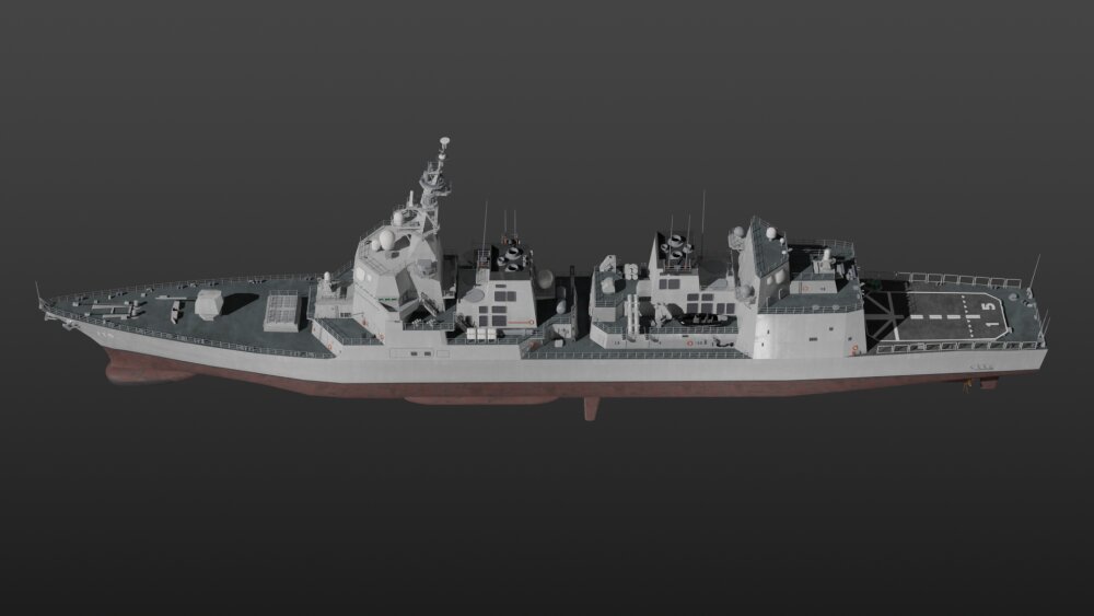 Jmsdf Akizuki Class Destroyer Low-poly 3D model - Download Warship on ...