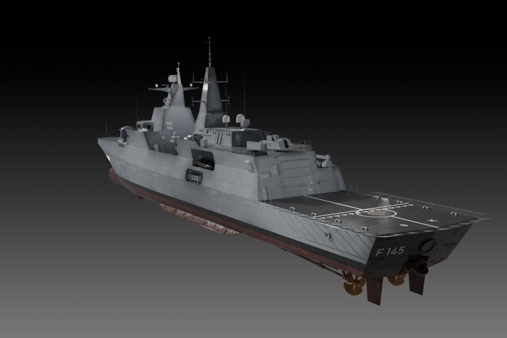 Meko A200 Valour Class Frigate Low-poly 3D model - Download Warship on ...