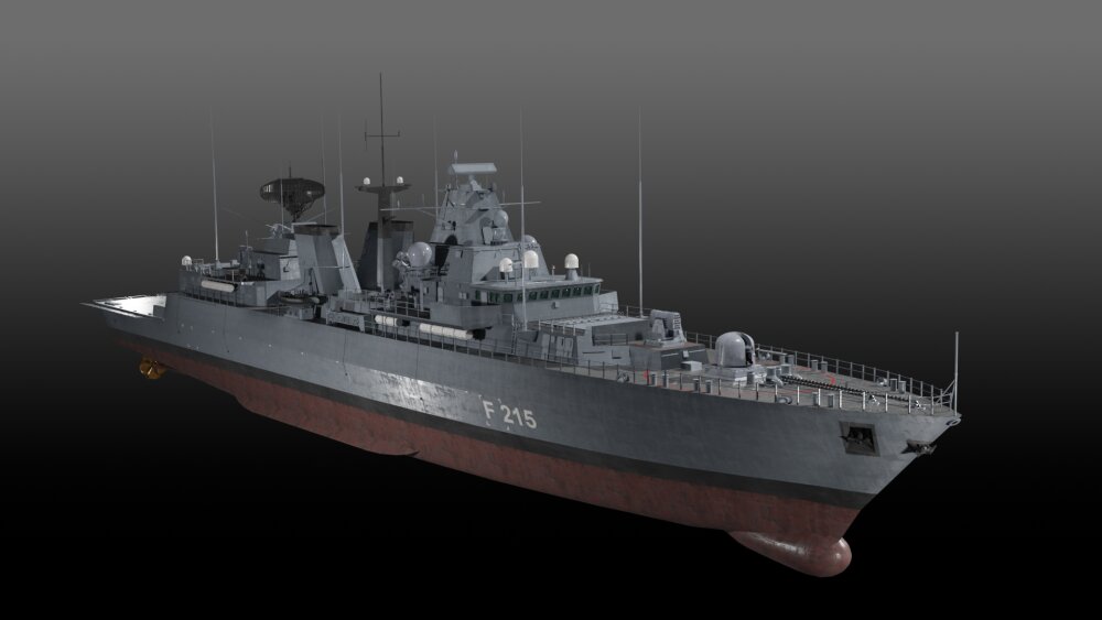 F123 German Navy Brandenburg Class Frigate Low-poly 3D model - Download ...