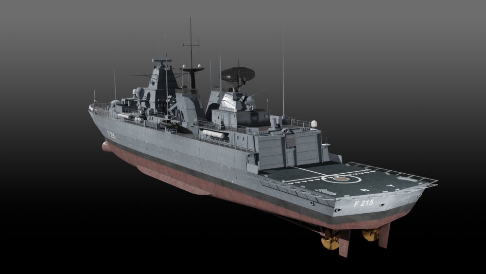 F123 German Navy Brandenburg Class Frigate Low-poly 3D model - Download ...