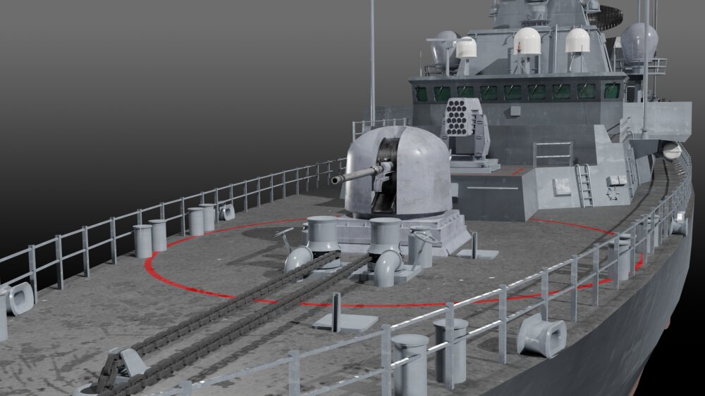 F123 German Navy Brandenburg Class Frigate Low-poly 3D model - Download ...