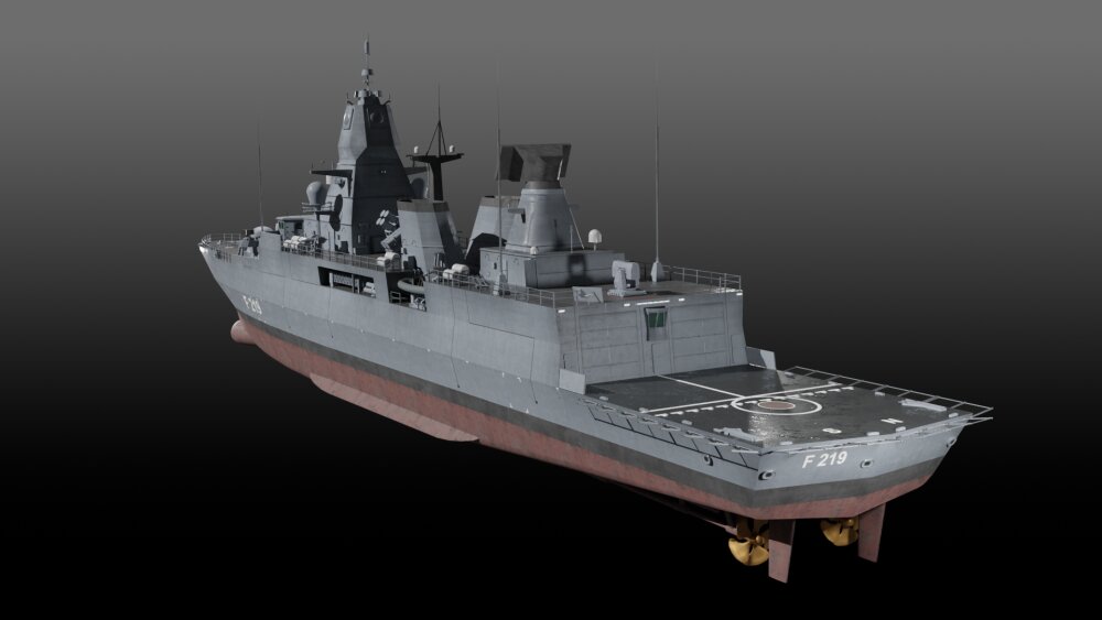 German Sachsen Class Frigate Low-poly 3D модель - Скачати Військові ...