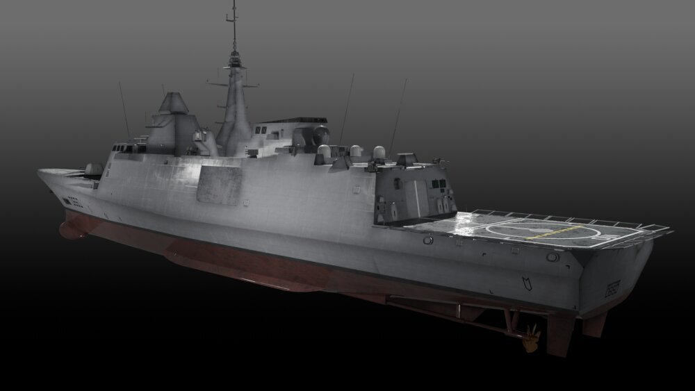 FREMM Class Frigate D650 Aquitaine Low-poly 3D model - Download Warship ...