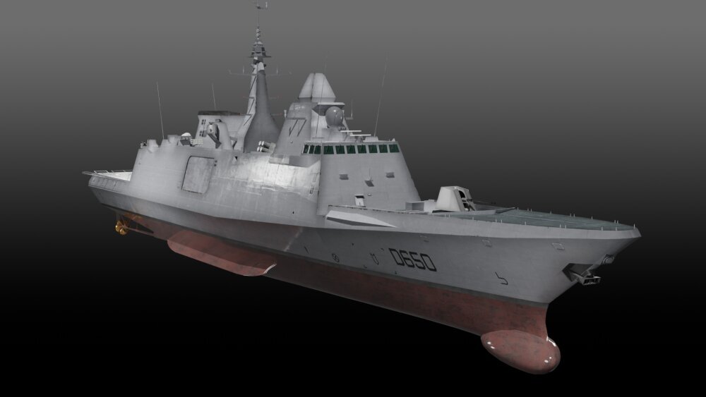 Fremm Class Frigate D650 Aquitaine Low-poly 3D model - Download Warship ...