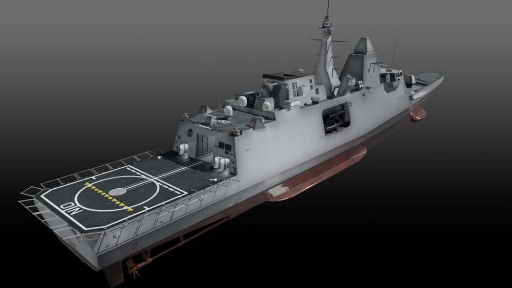 Fremm Class Frigate D650 Aquitaine Low-poly 3D model - Download Warship ...