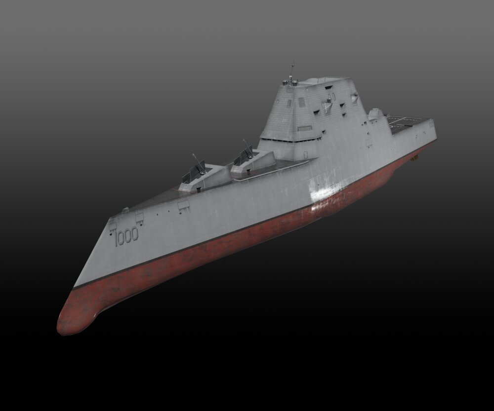 Zumwalt Class Destroyer Low-poly 3D model - Download Warship on ...