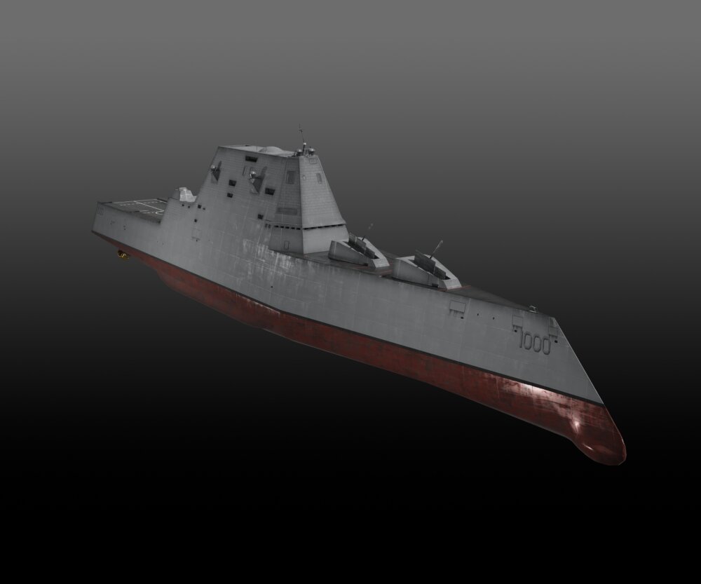 Zumwalt Class Destroyer Low-poly 3D model - Download Warship on ...