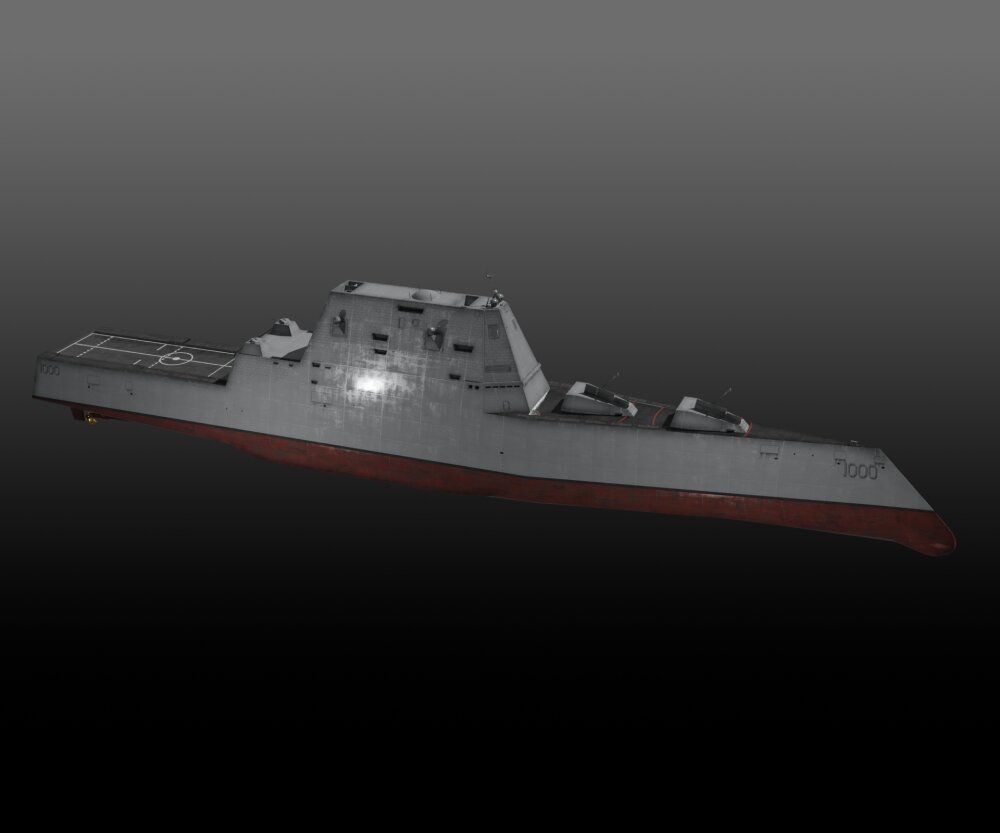 Zumwalt Class Destroyer Low-poly 3D model - Download Warship on ...