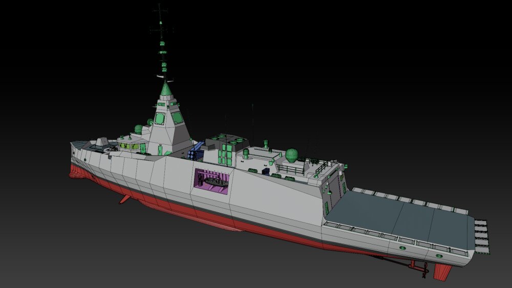 FDI Frigate FS Amiral Ronarch Low-poly 3D model - Download Warship on ...