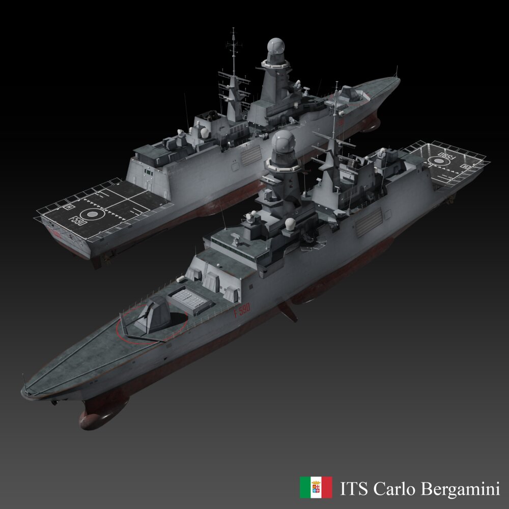 ITS Carlo Bergamini Low-poly 3D model - Download Warship on 3DModels.org