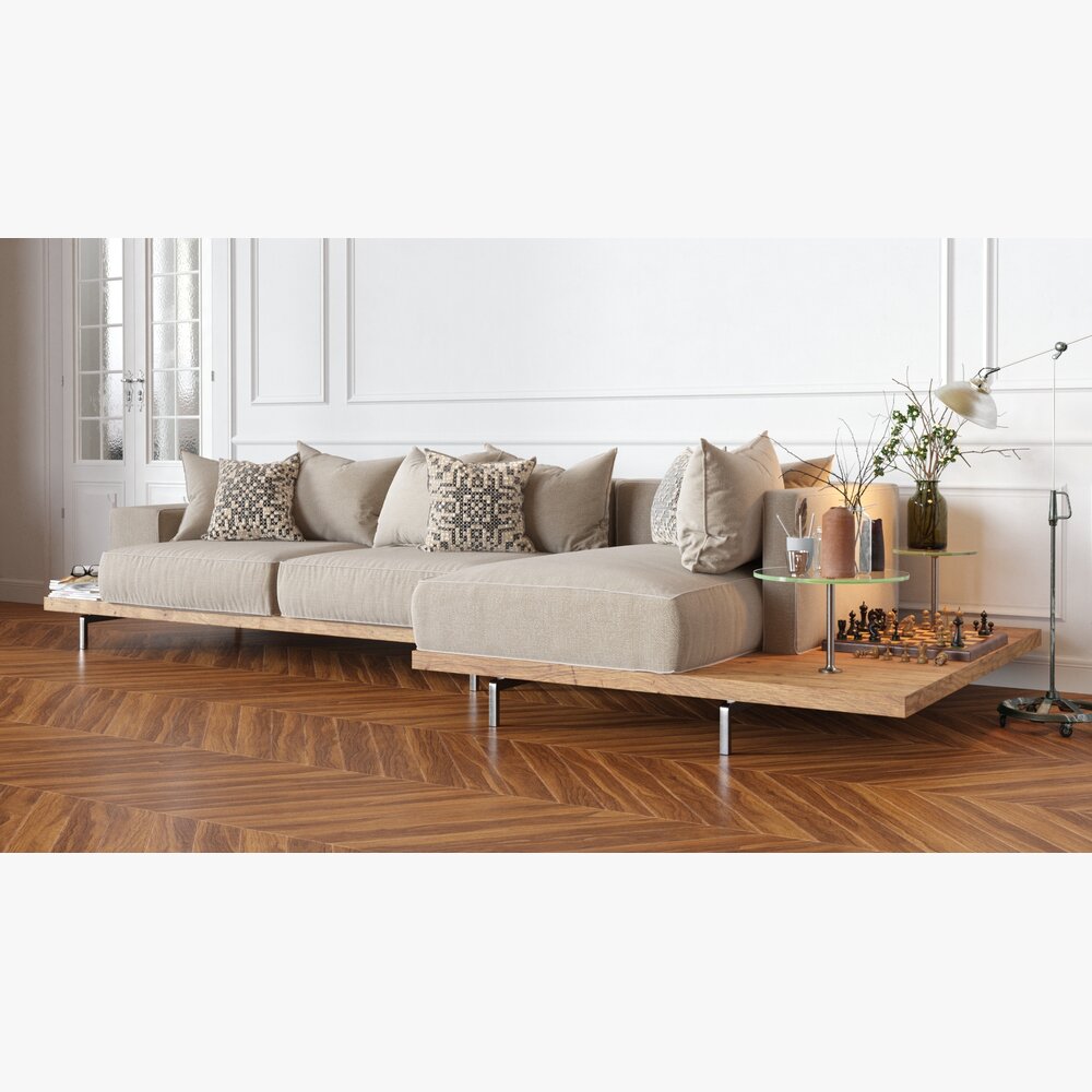 Modern Chic Lounge Sofa 3D model - Download Sofa on 3DModels.org