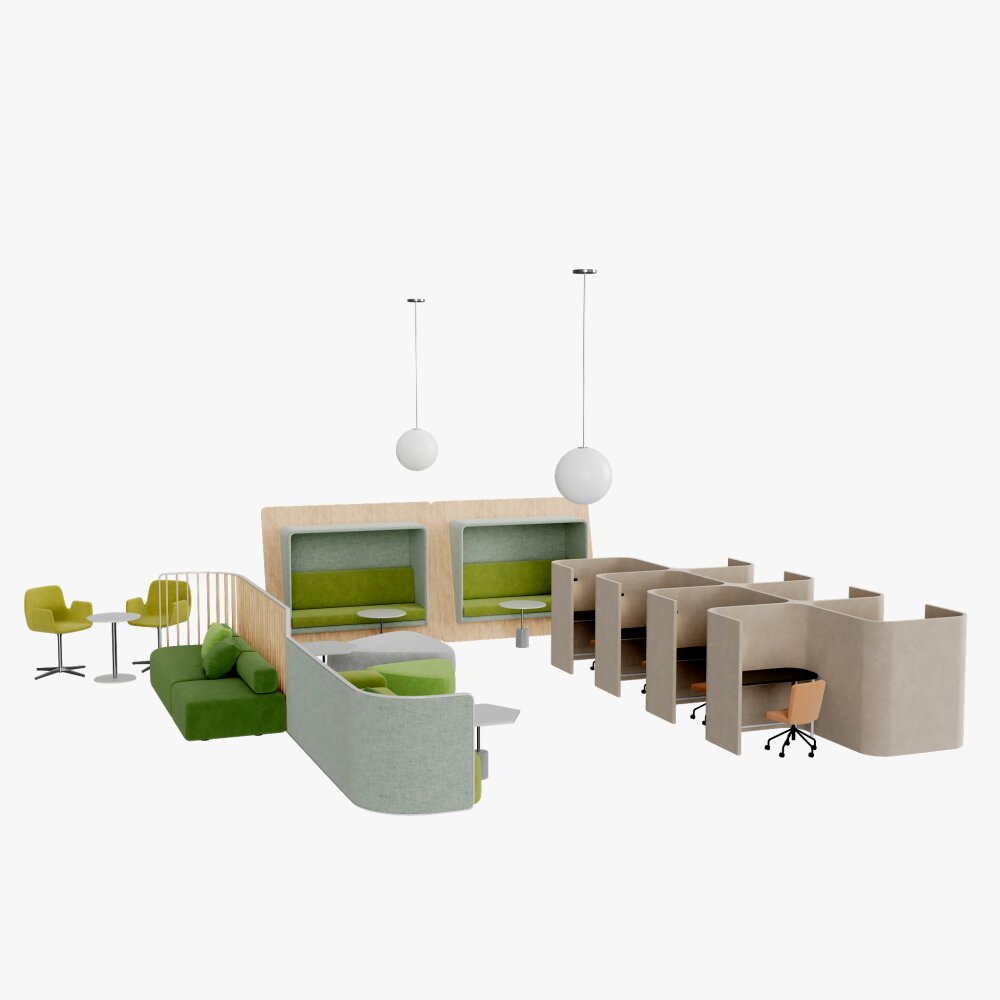 Collaborative Workspace Furniture with Acoustic Booths and Lounge ...