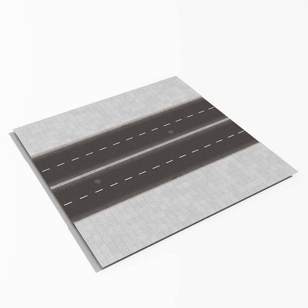 Dual-Lane Urban Roadway with Pedestrian Sidewalks 3D model - Download ...
