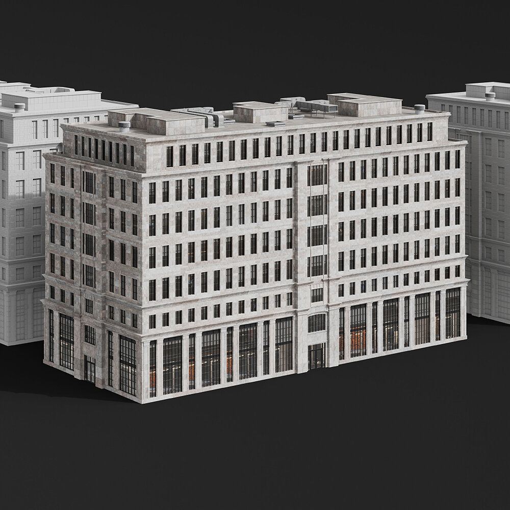 Multi-Story Urban Building with Large Glass Entrances 3D model ...