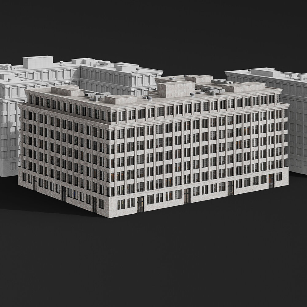 Historic Multi-Story Brick Building with Classical Facade 3D model ...