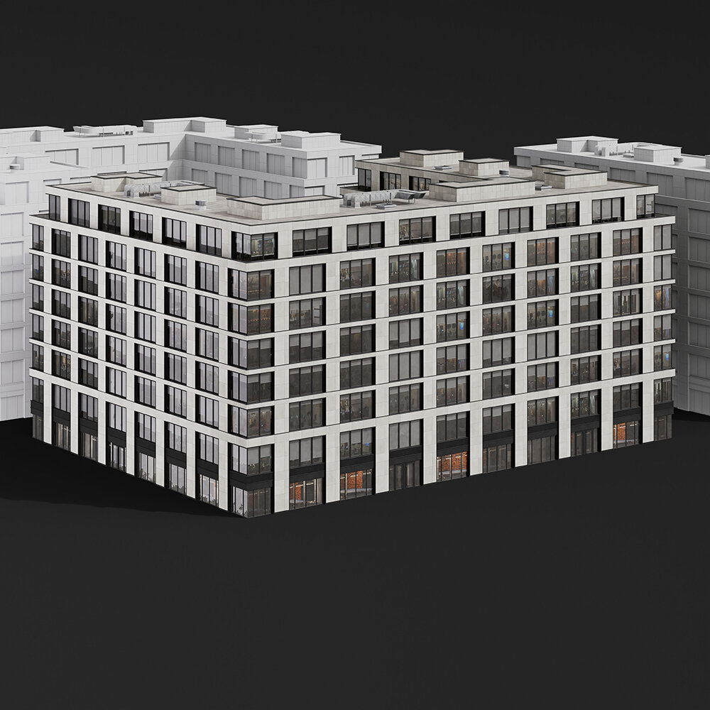 Urban Multi-Story Apartment Complex with Large Windows 3D model ...