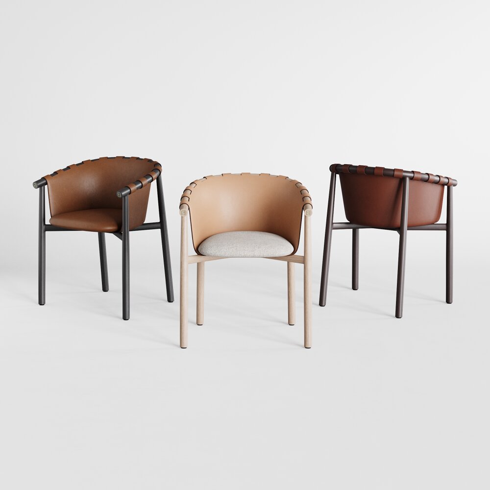 Leather Armchair Trio with Woven Backrest Design 3D model - Download ...