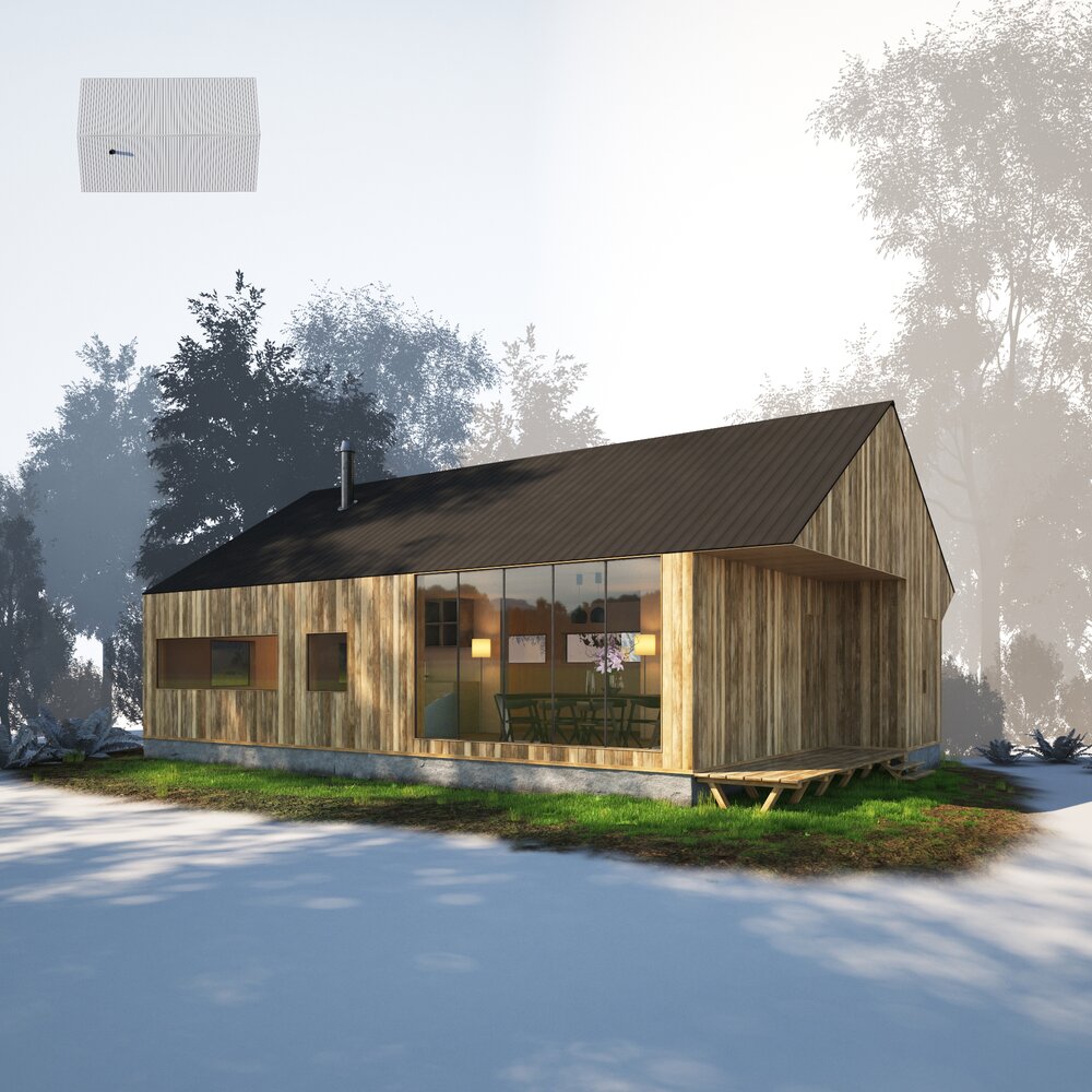 Modern Wooden Cabin Minimalist Forest Retreat 3D model - Download ...