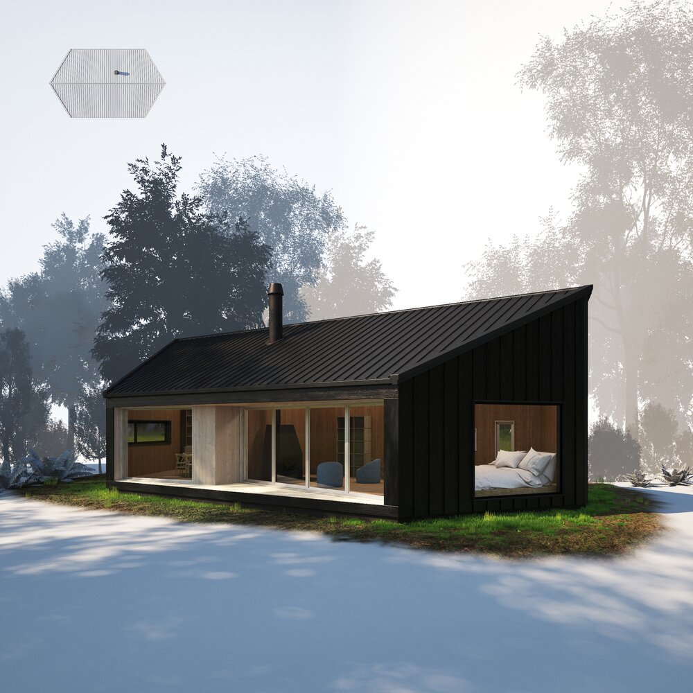 Modern Minimalist Dark Wood Cabin Retreat 3D model - Download Buildings ...