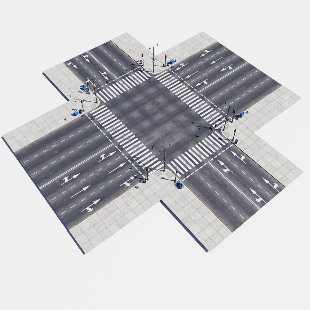Modular Road 38 3D model - Download Street elements on 3DModels.org