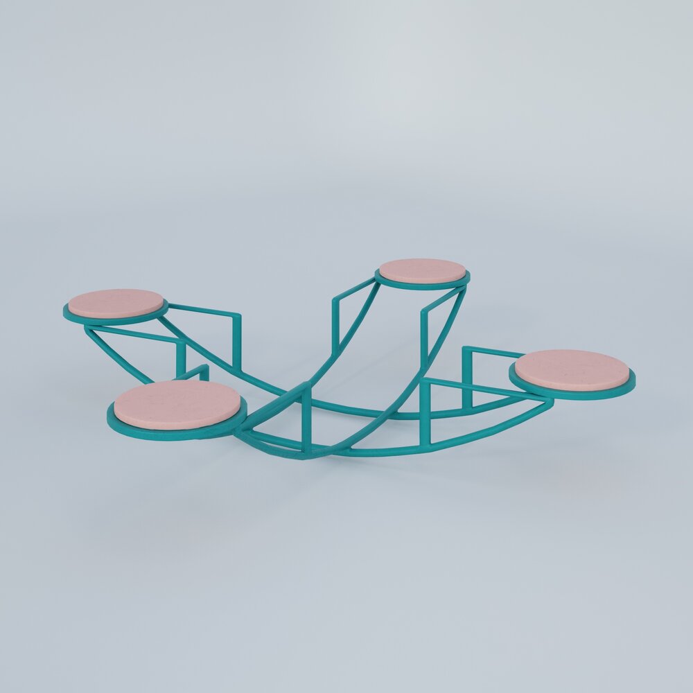 Interactive Quad-Seating Platform with Circular Cushions 3D model ...