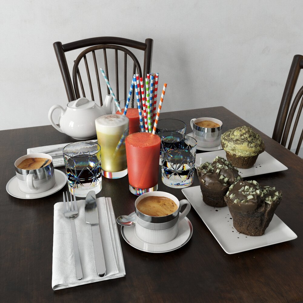 Breakfast Set 05 3D model - Download Dessert on 3DModels.org