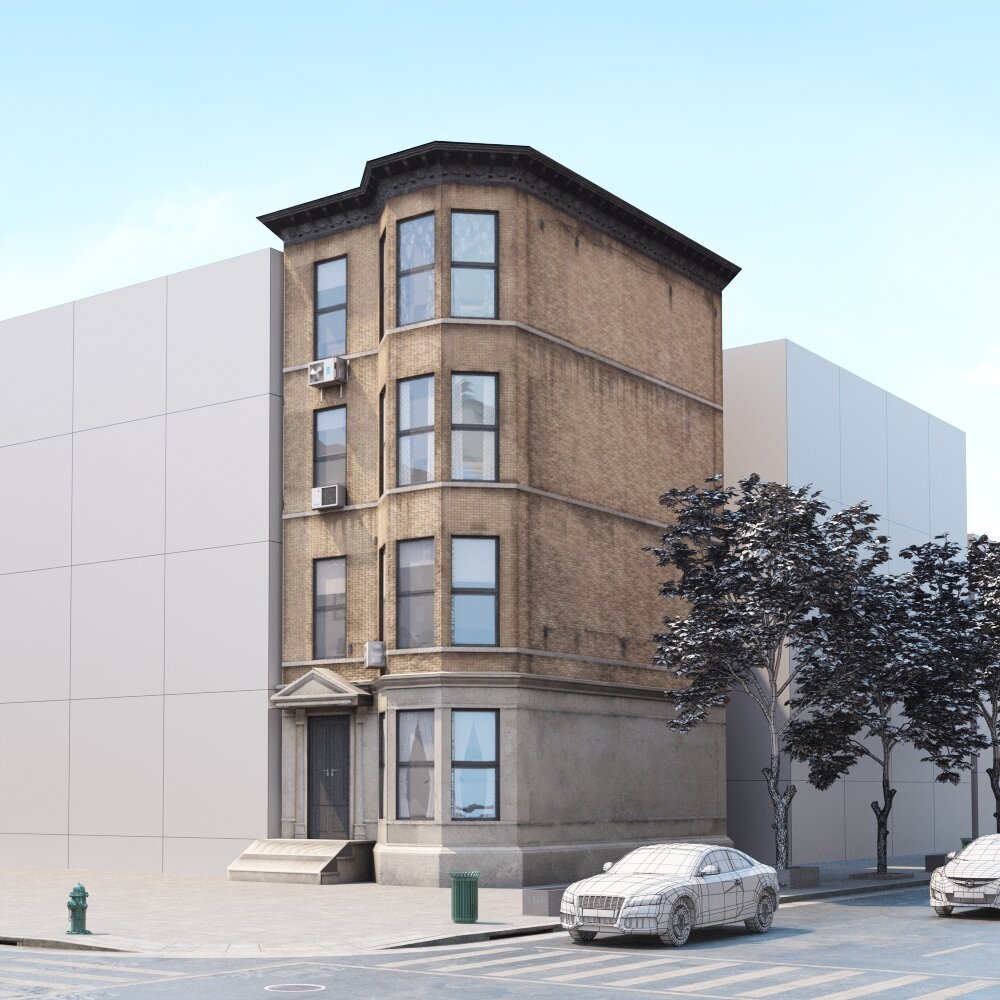 Urban Brownstone Apartment Building Residential Street 3D model ...