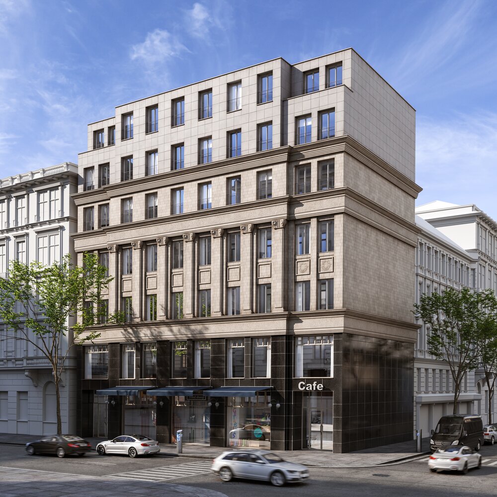 Elegant Neoclassical Commercial Building Cafe Facade 3D model ...