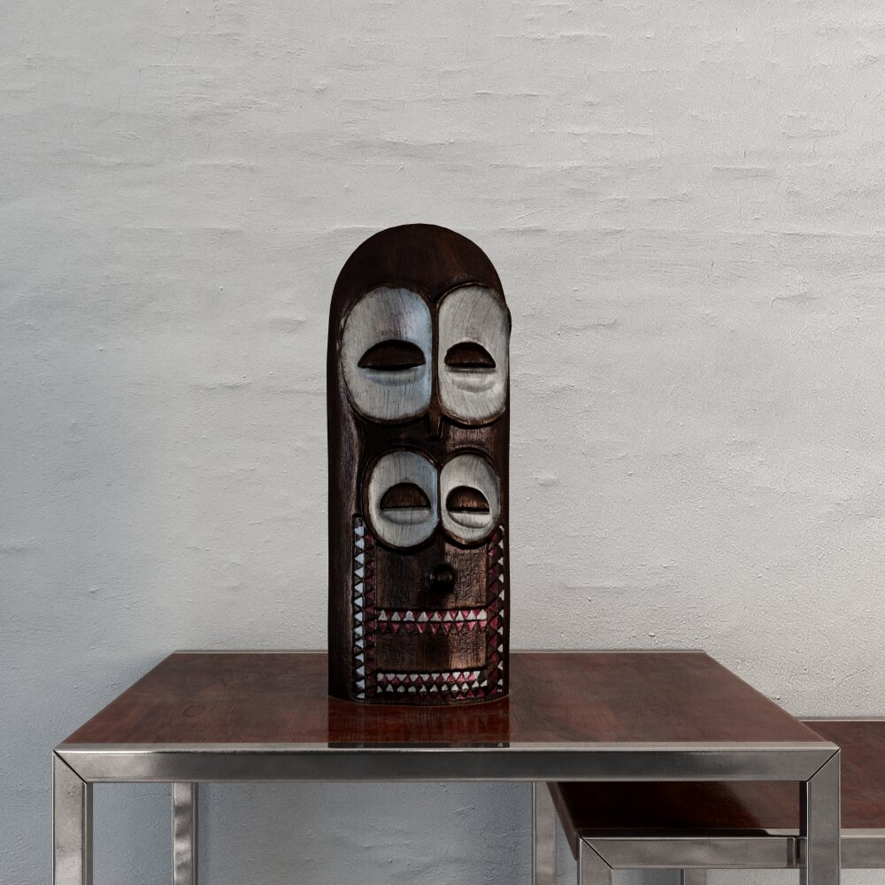 African Tribal Mask with Distinctive Carved Features 3D model ...