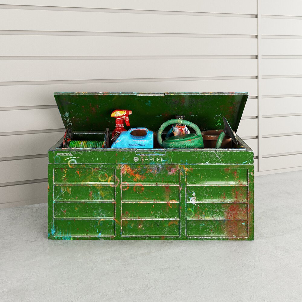 Green Vintage Toolbox 3D model - Download Tools on 3DModels.org