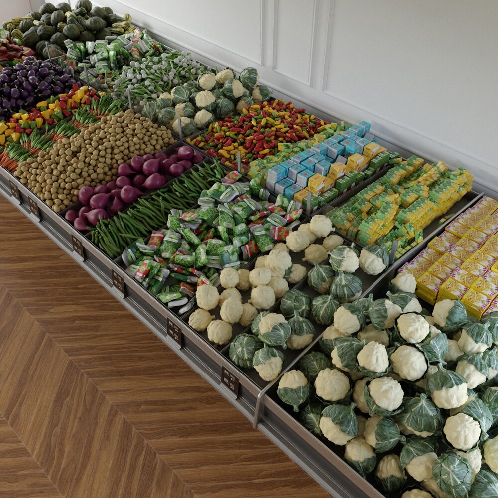 Fresh Vegetable Display Shelves 3D model - Download Commercial ...