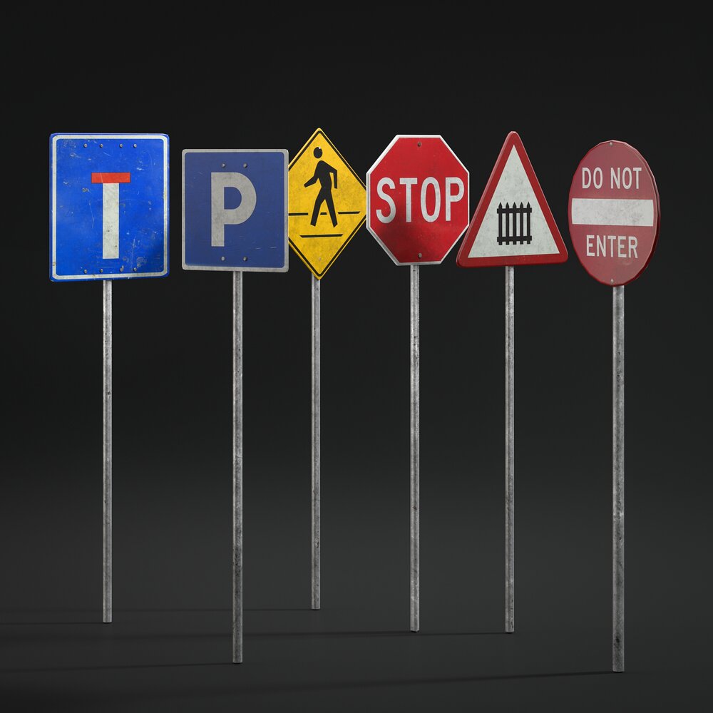 Road Signs 3D model - Download Street elements on 3DModels.org